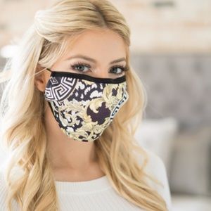 Accessories | In Stock Fast Ship Black Gold Fashion Face Mask | Poshmark